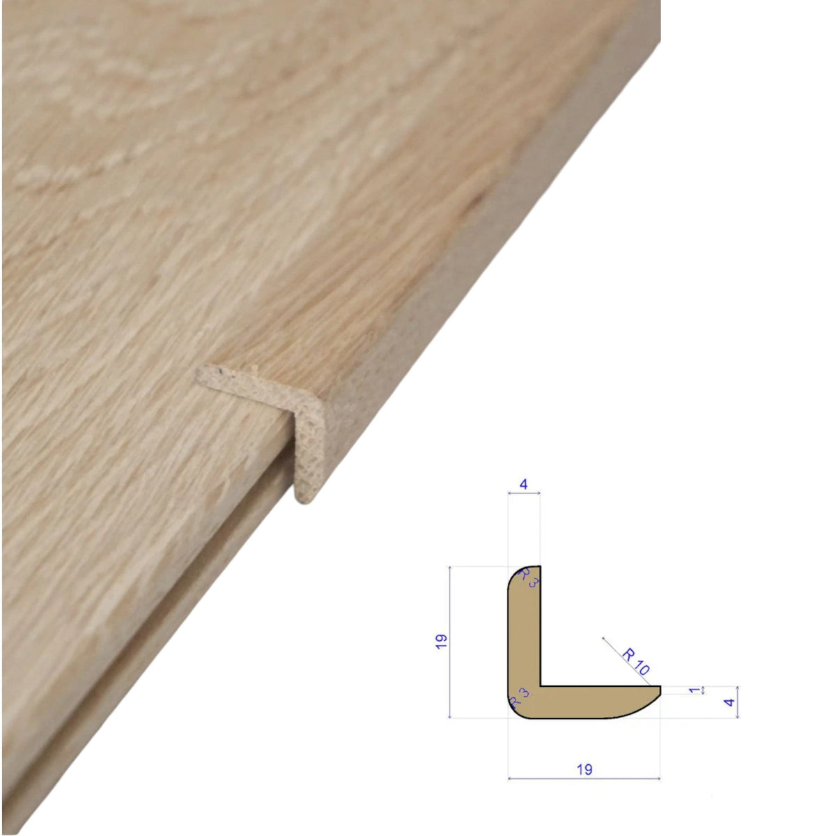 Solid Oak L-Beads Corner Moulding Edge–L-Bead